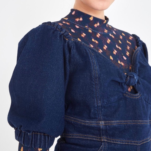 FARM Rio | Pants & Jumpsuits | Farm Rio Denim Jean Jumpsuit W Puff ...